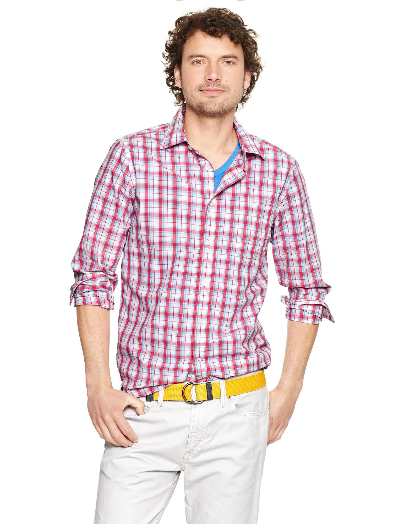 Gap公式オンラインストア | Lived-in wash checkered plaid shirt