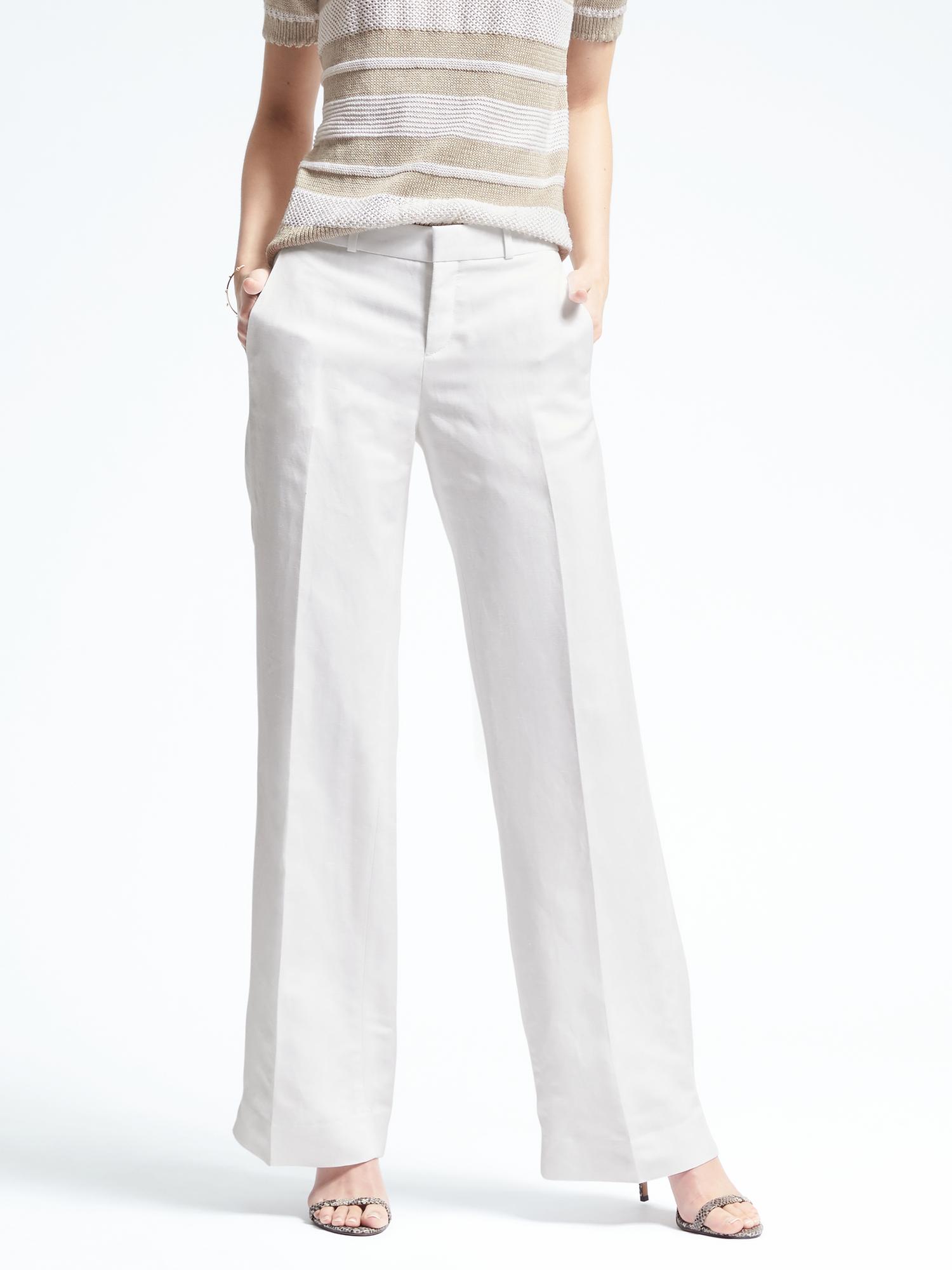 BANANA REPUBLIC公式オンラインストア | Blake-Fit ホワイト リネンブレンド ワイドレッグパンツ