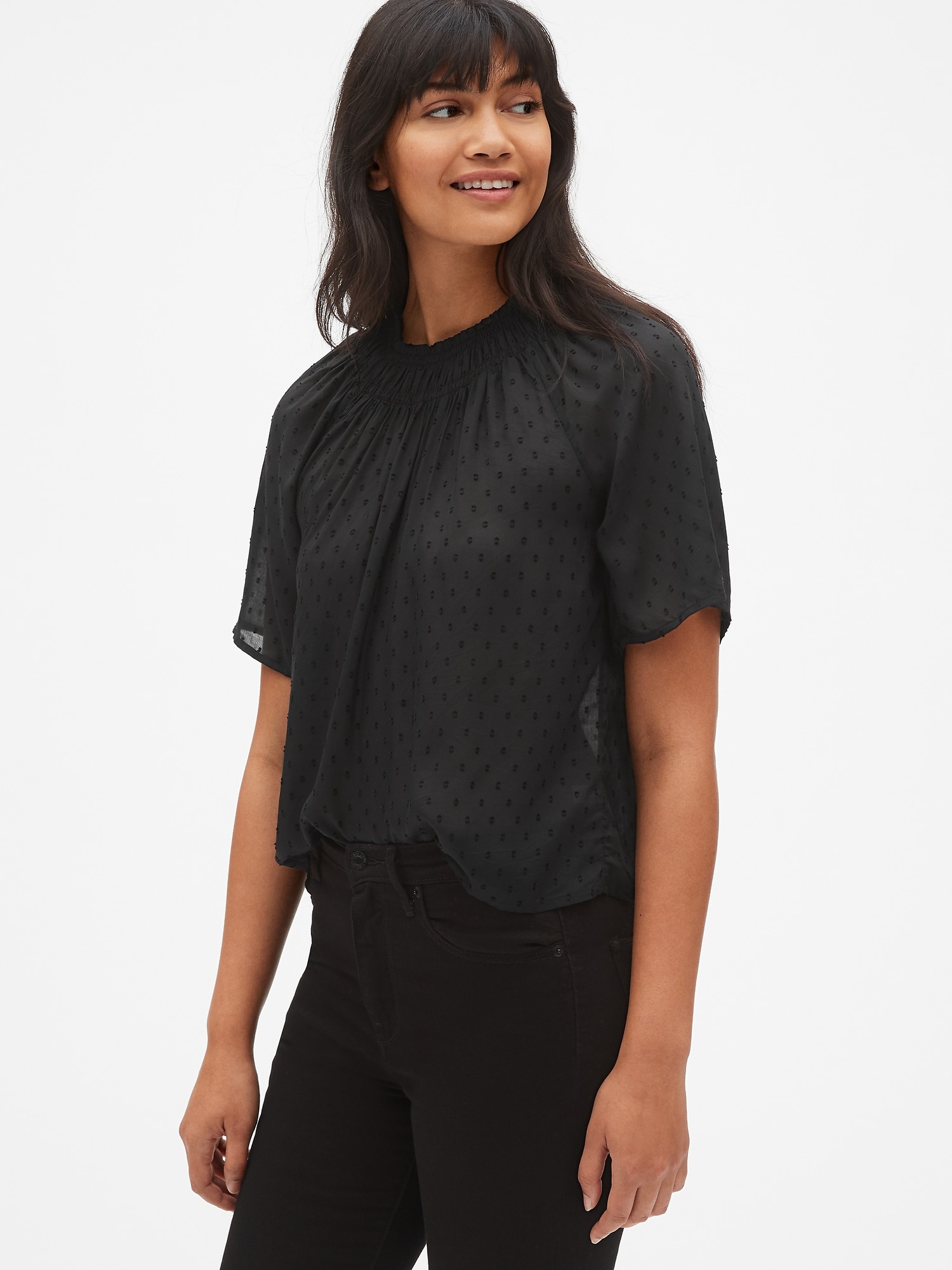 Gap公式オンラインストア | スモックネック ブラウス（スイスドット）