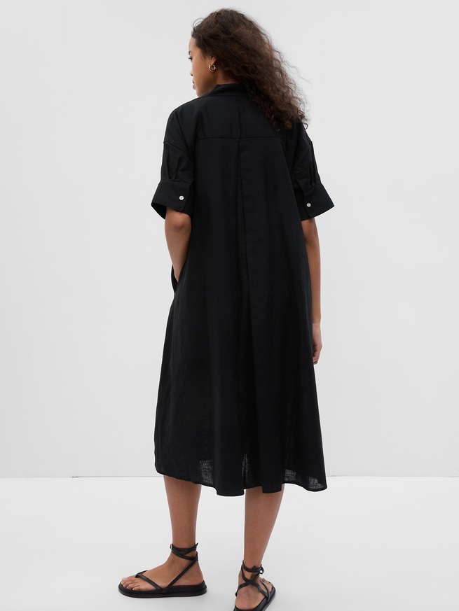 Gap公式オンラインストア | リネン混 ポップオーバー ミディワンピース